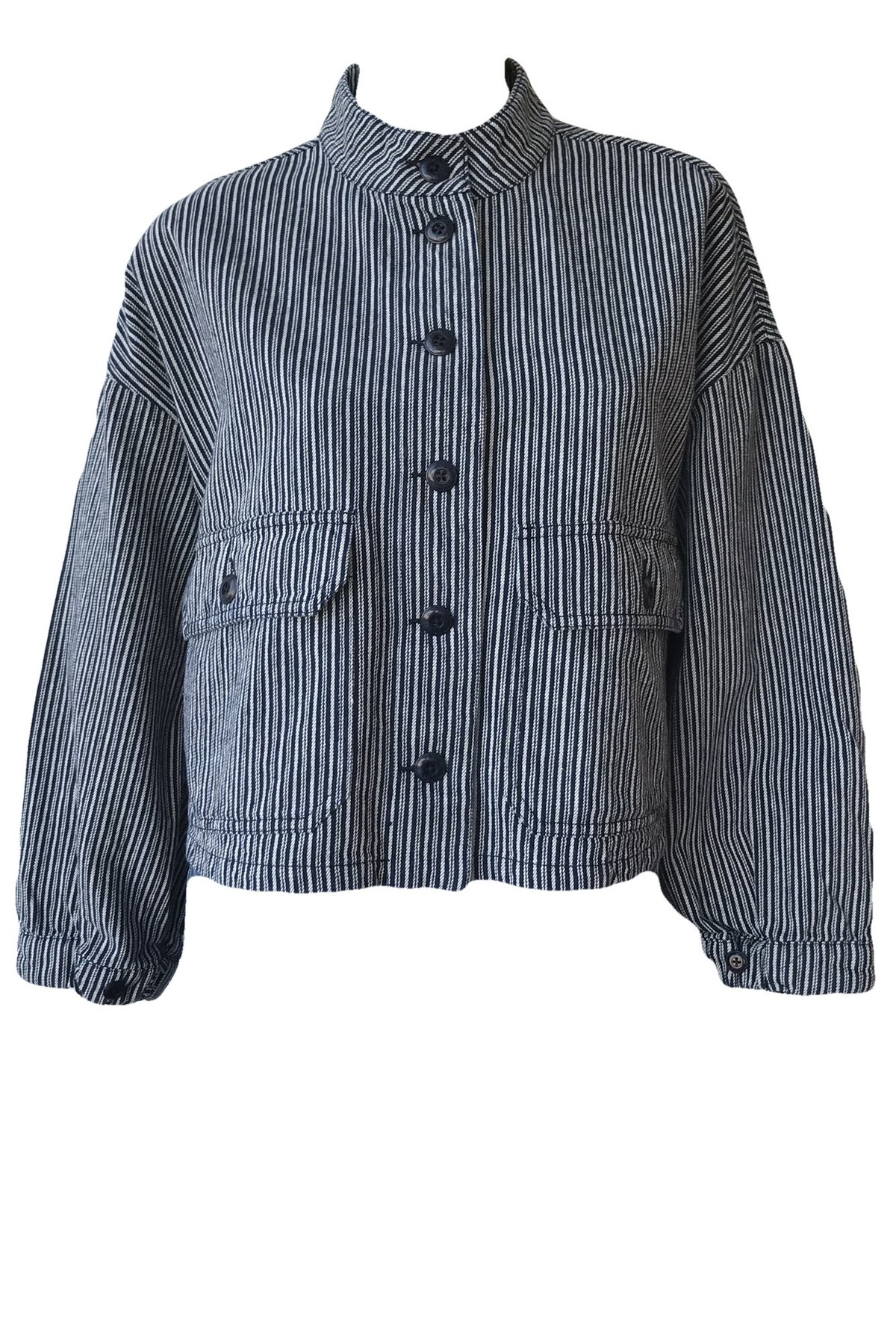 The Great. Pilot Striped Jacket - Vintage Hickory Striped | Garmentory