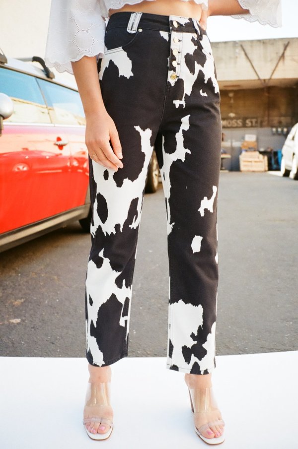 Jessie Denim Black - Cow Print | Garmentory
