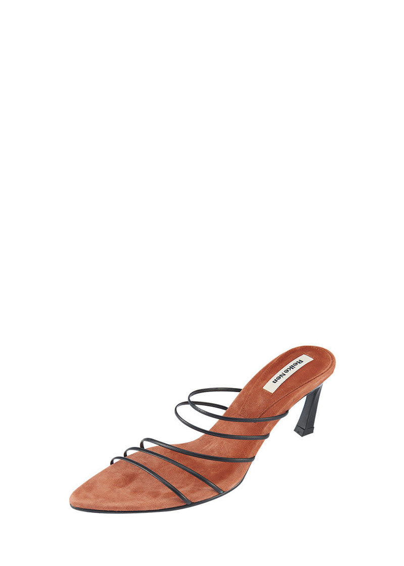 REIKE NEN 5 Strings Pointed Sandals - Black/Rose Pink | Garmentory