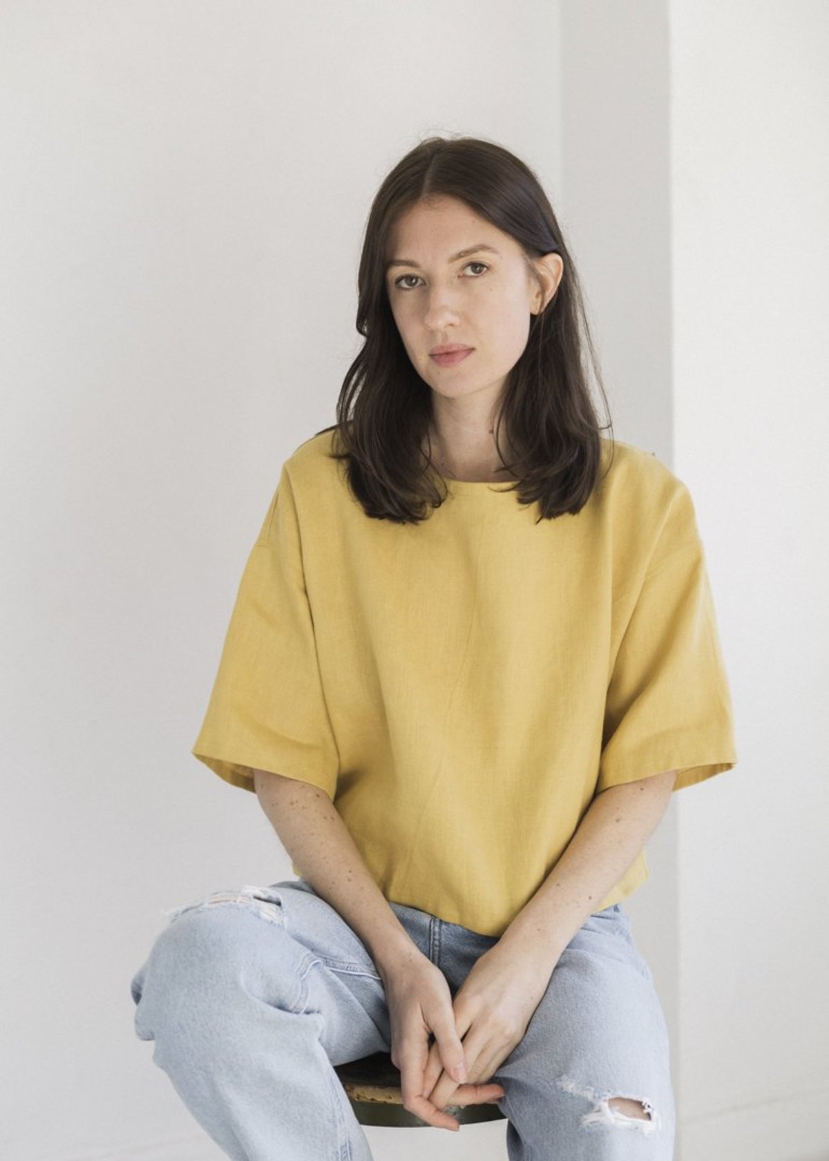 Symmetry and Grace Linen Crop - Marigold | Garmentory