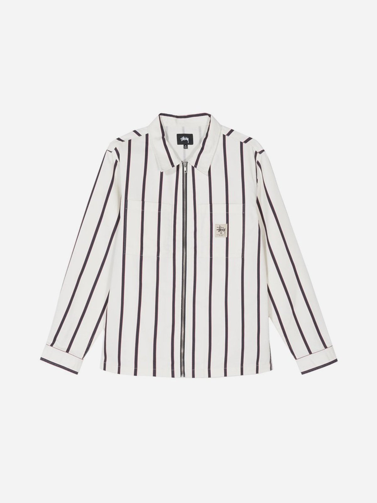 STUSSY Zip Up Work Shirt - Stripe | Garmentory