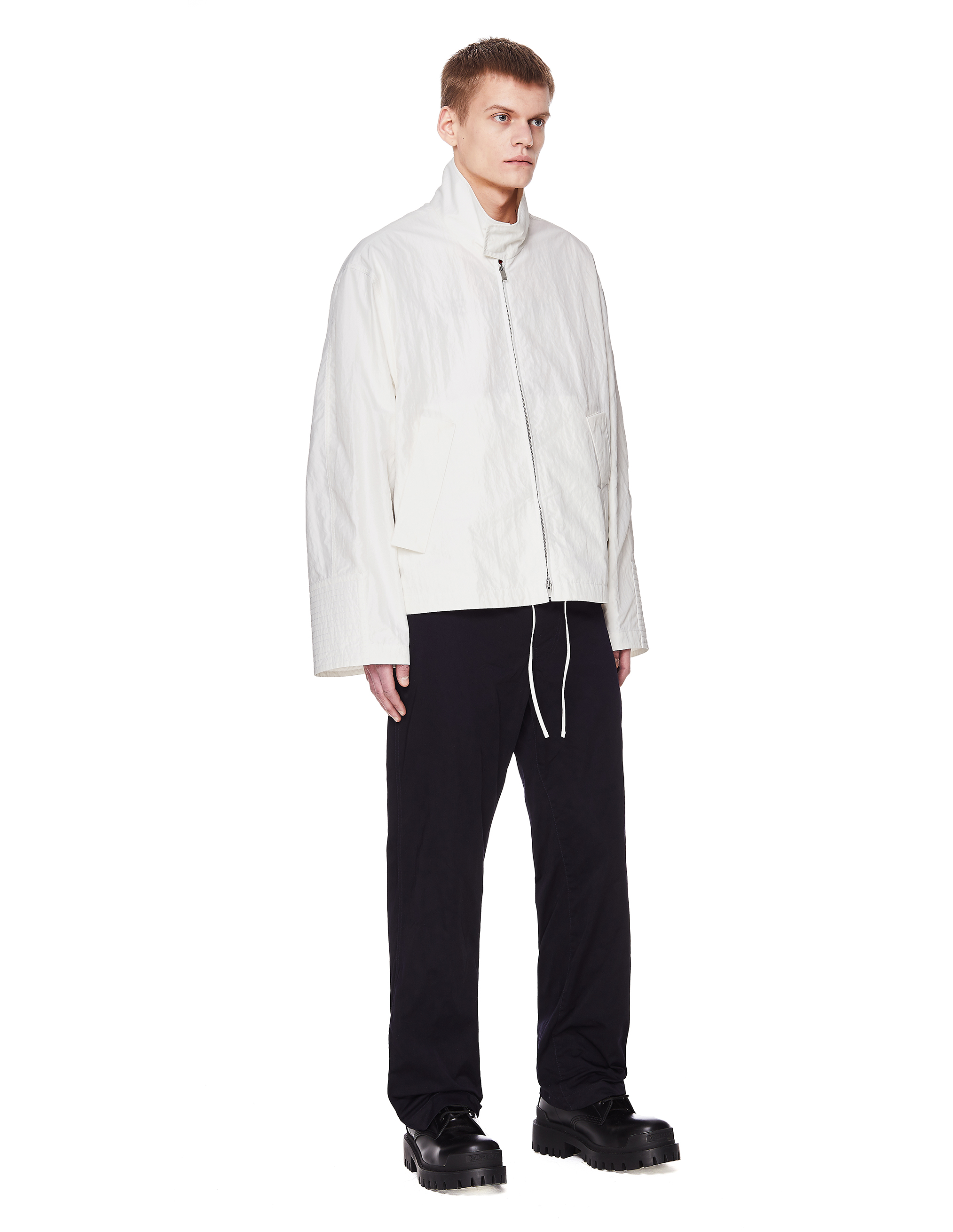 Jil Sander Zip-Up Oversized Jacket - White | Garmentory