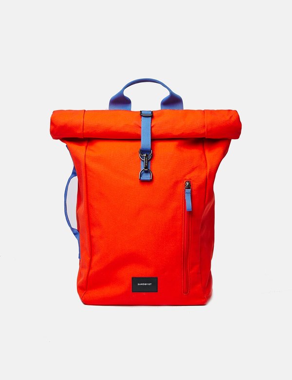 Sandqvist Dante Metal Hook Roll Top Backpack - Poppy Red | Garmentory