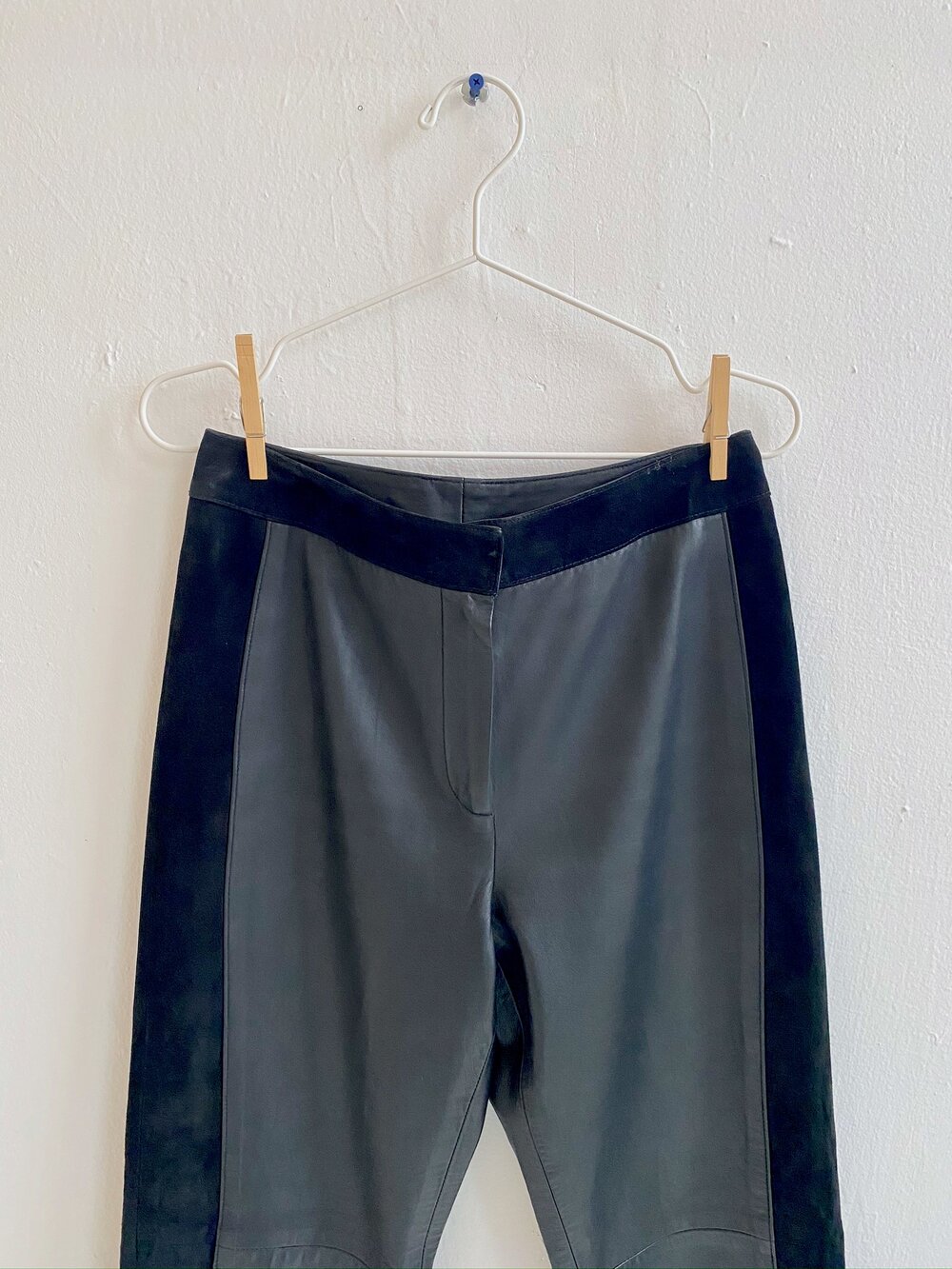 Vintage Paneled Leather and Suede Pants - black | Garmentory