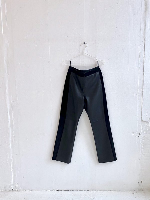 Vintage Paneled Leather and Suede Pants - black | Garmentory