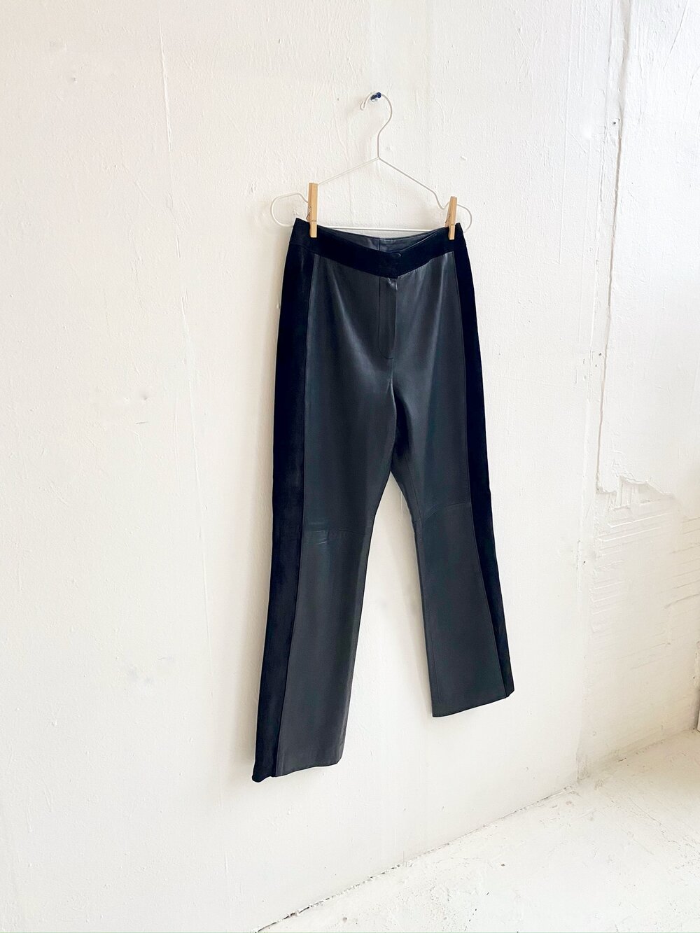 Vintage Paneled Leather and Suede Pants - black | Garmentory