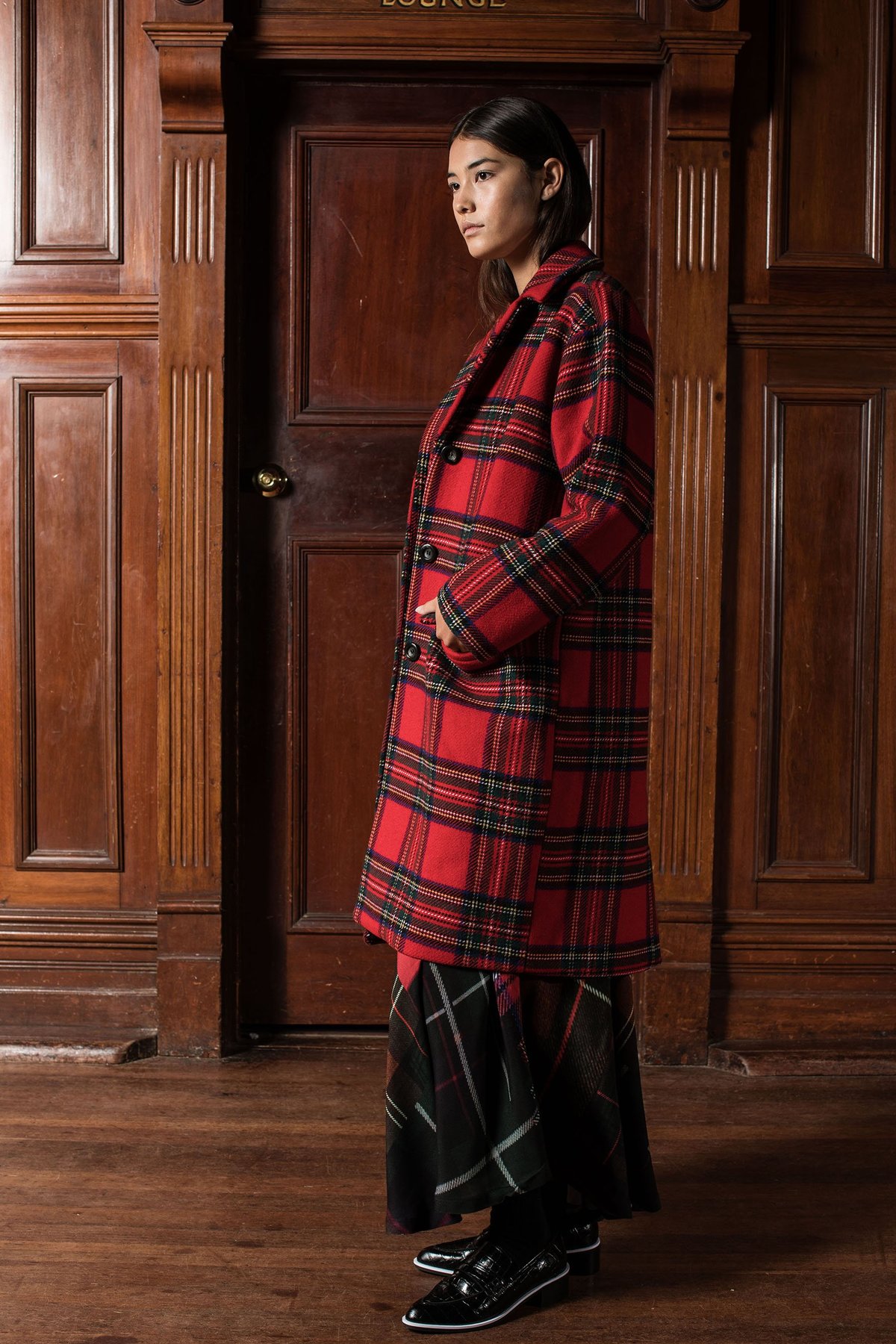 Salasai Royal Coat - Red Tartan | Garmentory