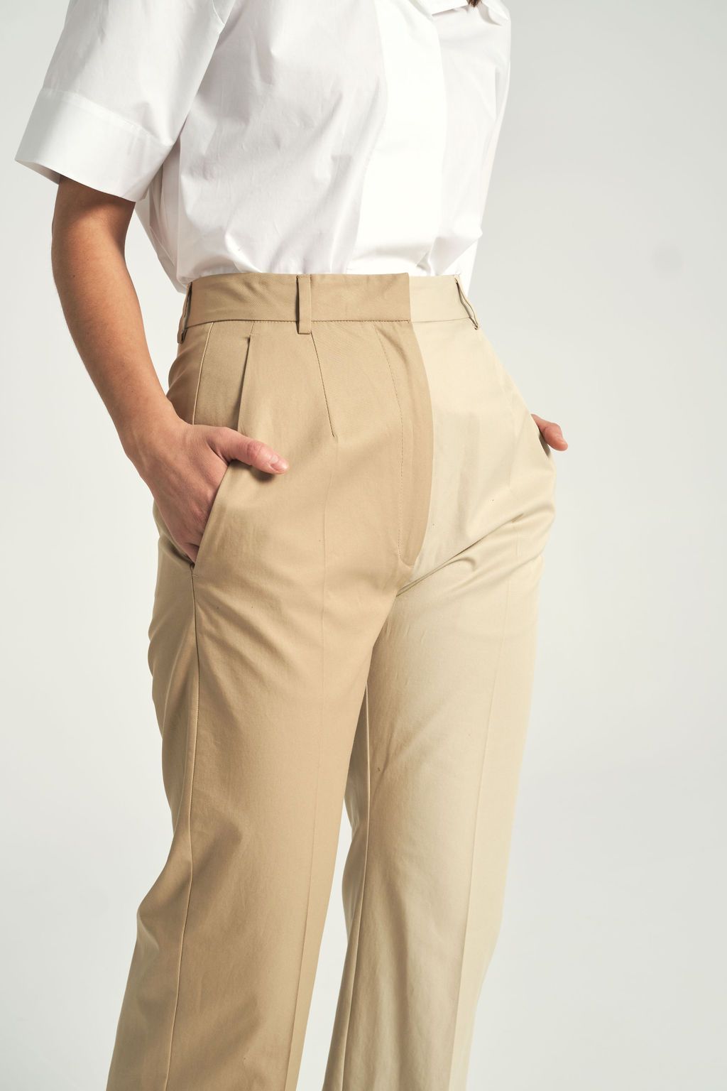 MM6 by Maison Margiela Two Tone Trouser - Mastic/Beige | Garmentory