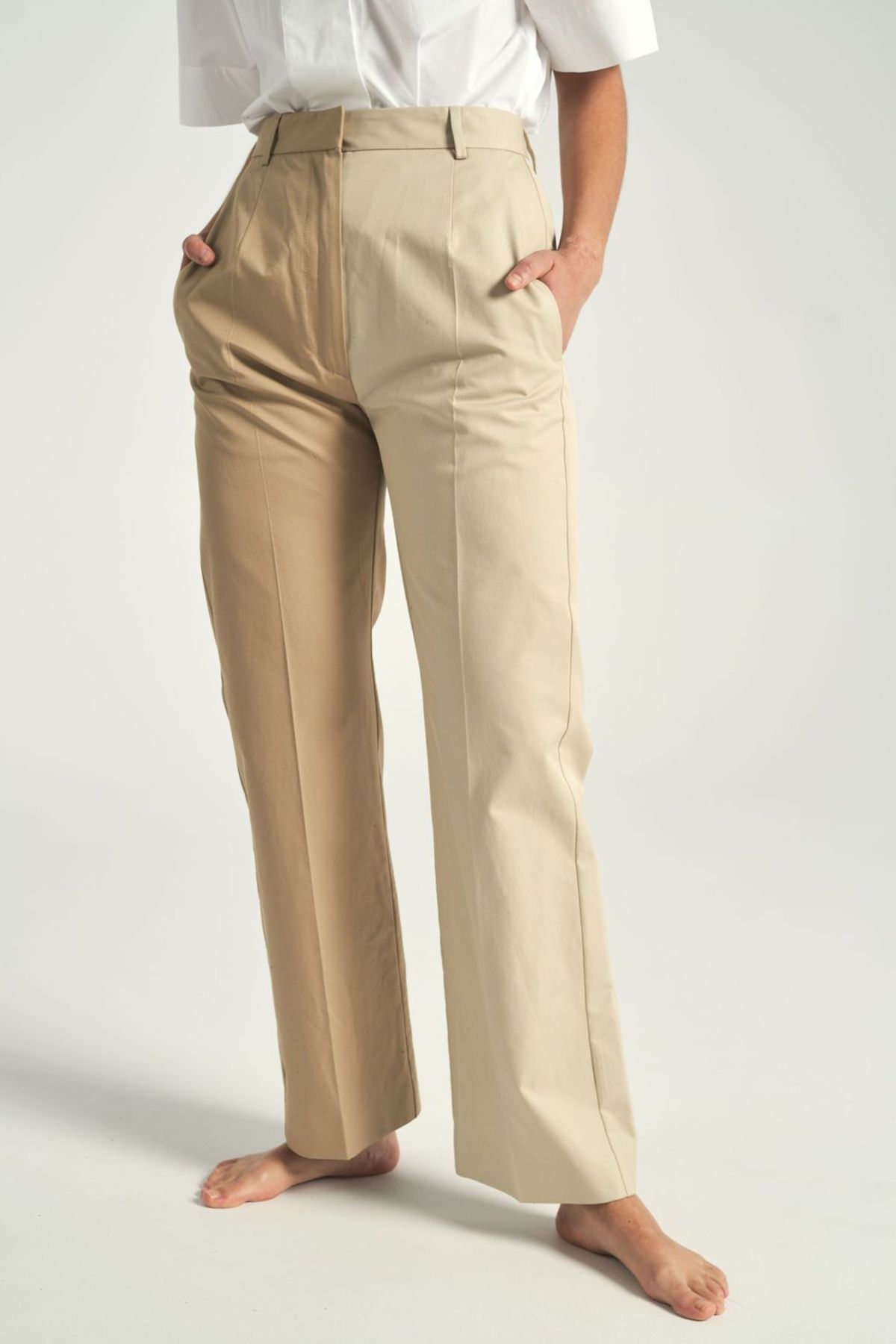 MM6 by Maison Margiela Two Tone Trouser - Mastic/Beige | Garmentory