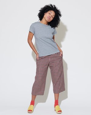 6397 Wide Leg Pull On Pant - Red Check | Garmentory