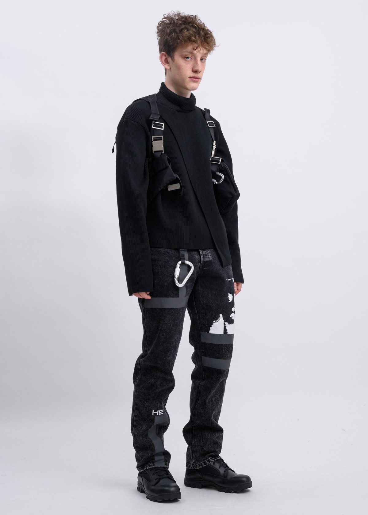 Heliot Emil Faces Reflective Jeans - Black | Garmentory