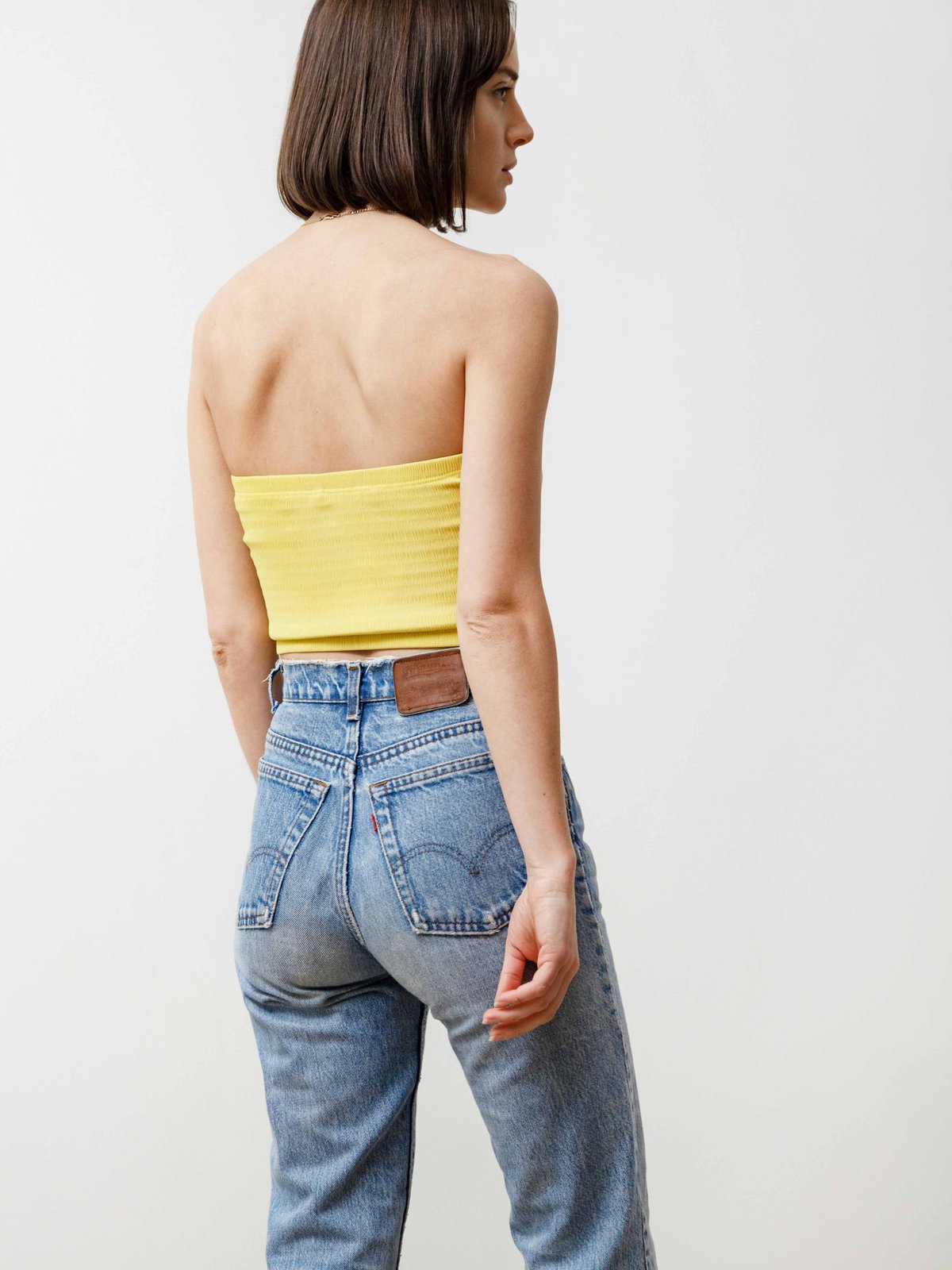 tube top - pleated chiffon sunshine yellow | Garmentory