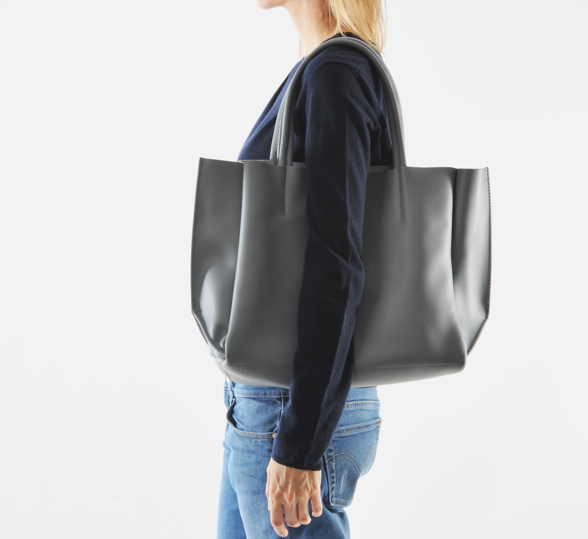 Steel Stiff Sideways Tote by Ampersand As Apostrophe | Garmentory