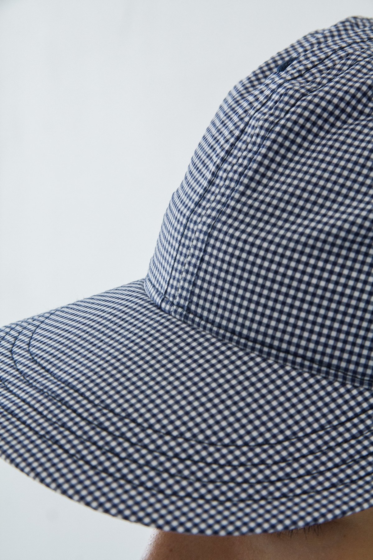 Paa Stretch Floppy Ball Cap - Navy Gingham Seersucker | Garmentory