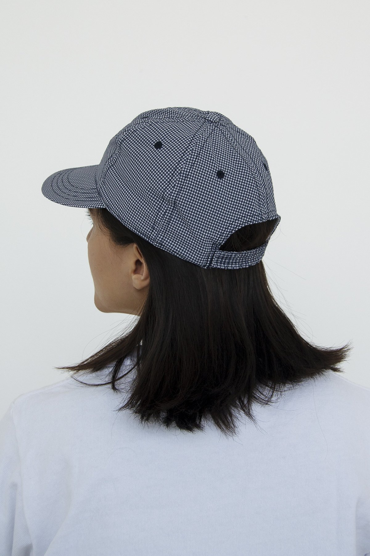 Paa Stretch Floppy Ball Cap - Navy Gingham Seersucker | Garmentory