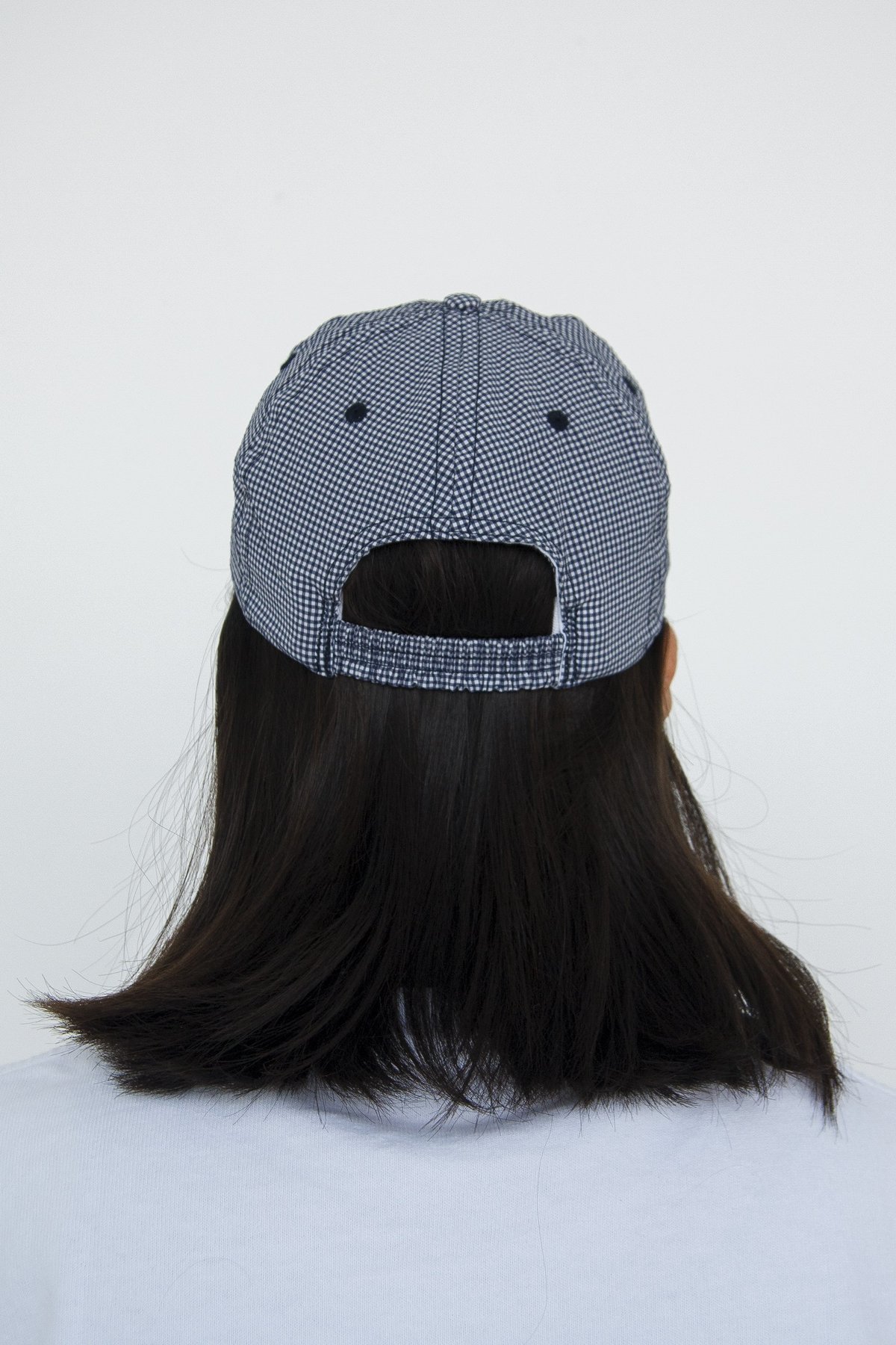 Paa Stretch Floppy Ball Cap - Navy Gingham Seersucker | Garmentory
