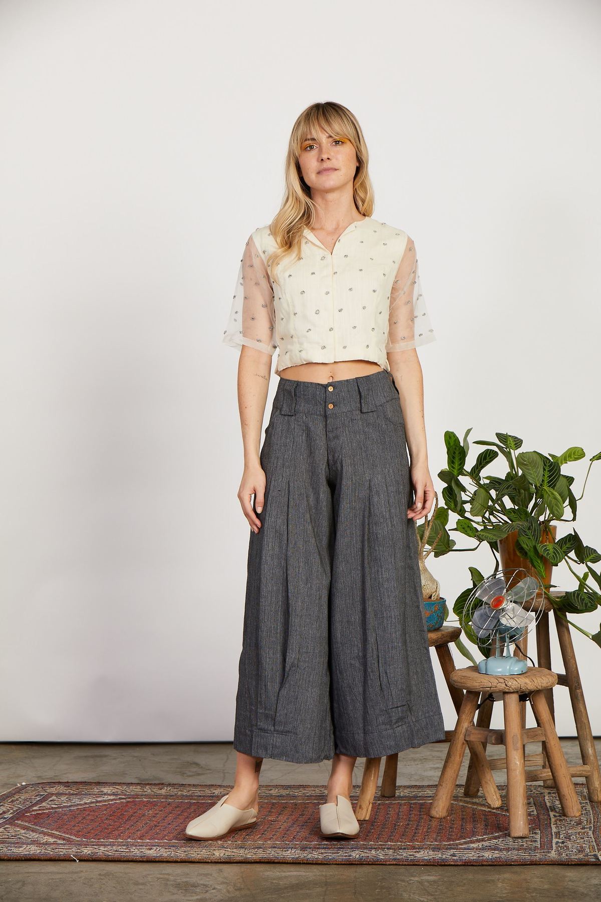 MATI Pleated Aakaar Pant - Charcoal | Garmentory