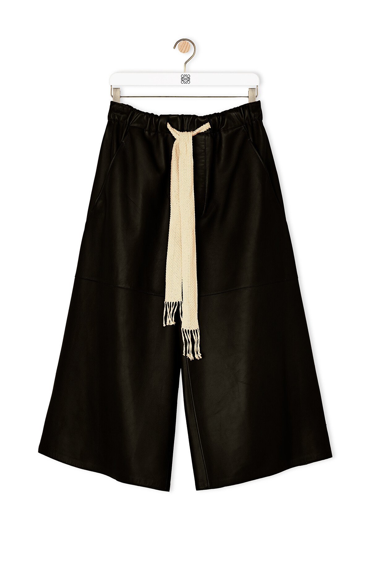 LOEWE Nappa Long Leather Drawstring Shorts - Black | Garmentory
