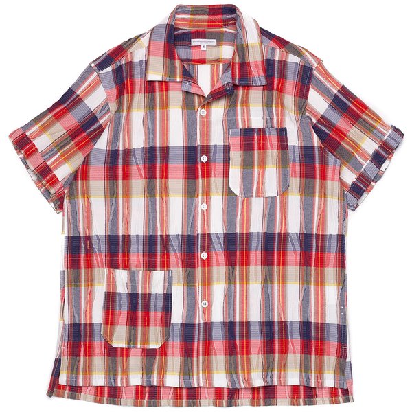 Engineered Garments Cotton Crepe Camp Shirt - Red/White Check | Garmentory