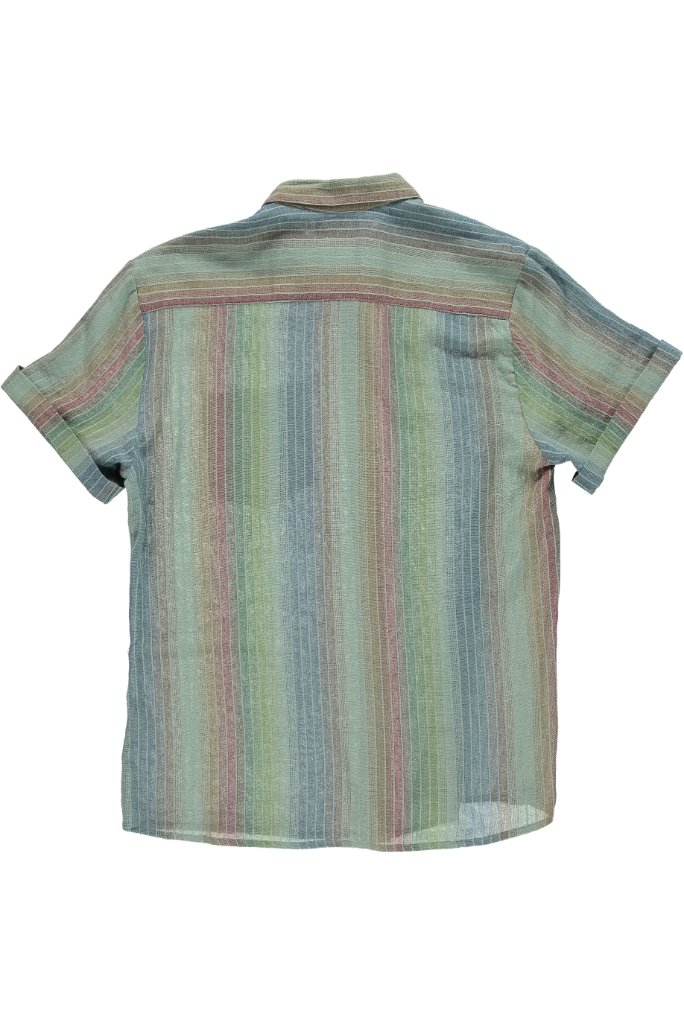 Raga Man SS Button down shirt - Faded blue/green/red | Garmentory