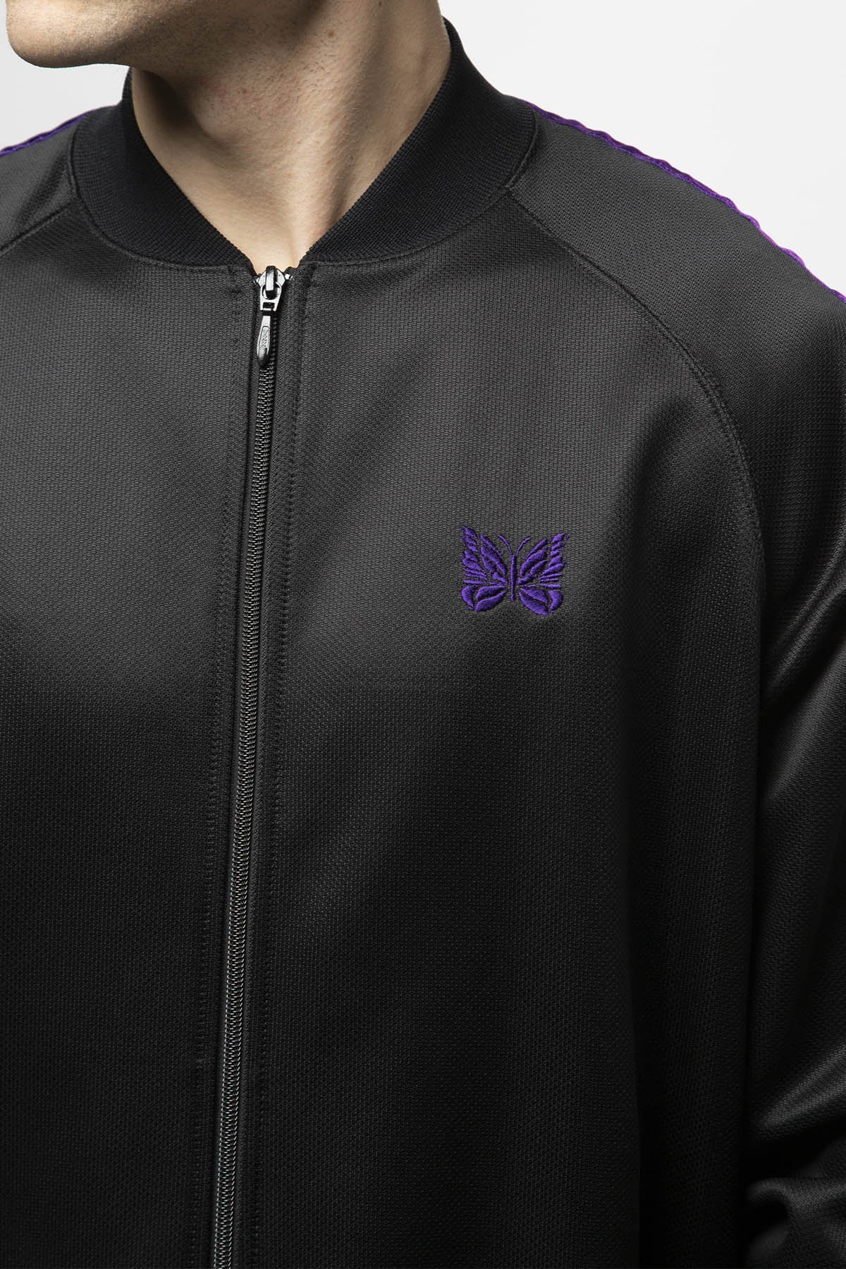 Needles Side Line Rib Collar Jacket - Black/Purple | Garmentory
