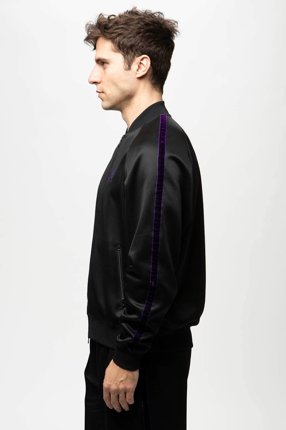 Needles Side Line Rib Collar Jacket - Black/Purple | Garmentory