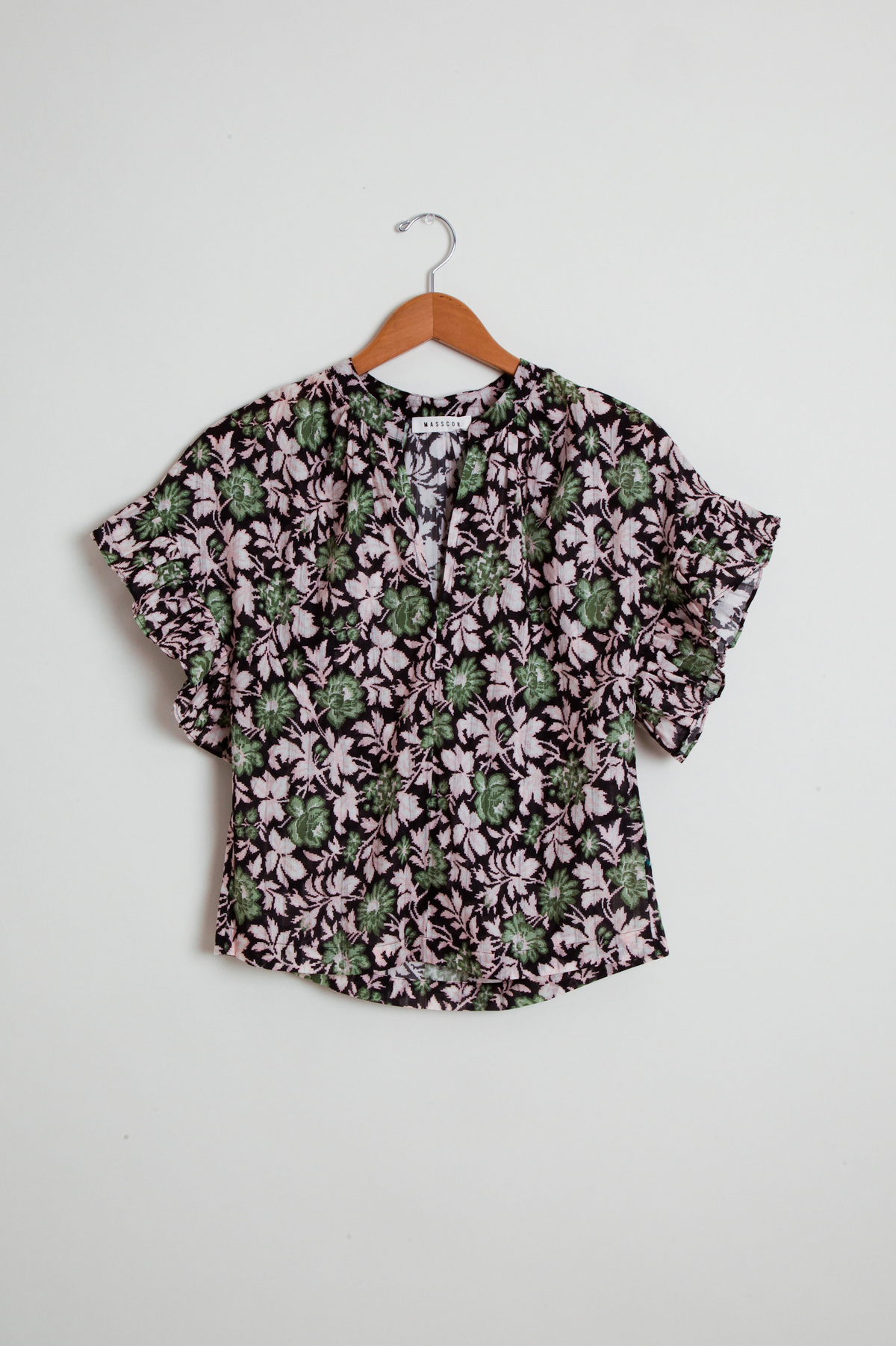 Masscob Floral Cotton Blouse - Olive | Garmentory