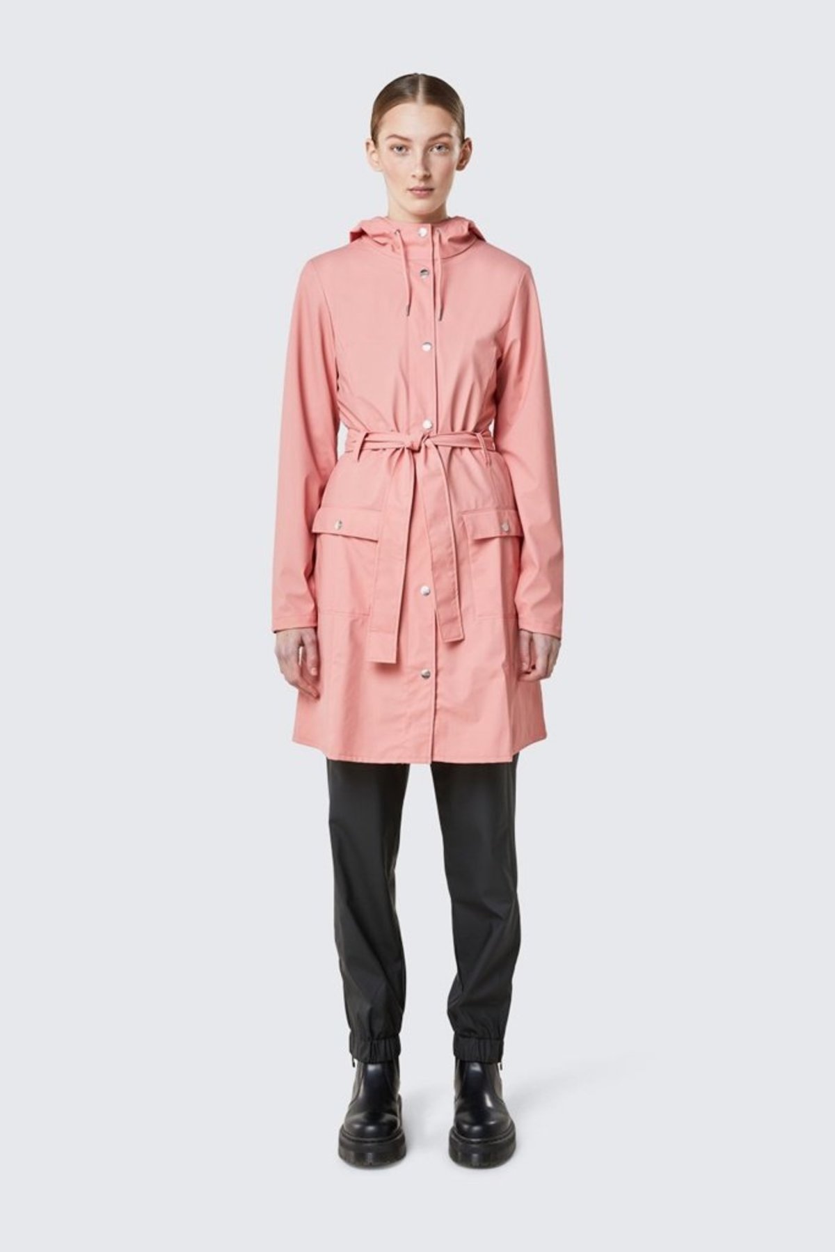 Rains Curve Jacket - Coral | Garmentory