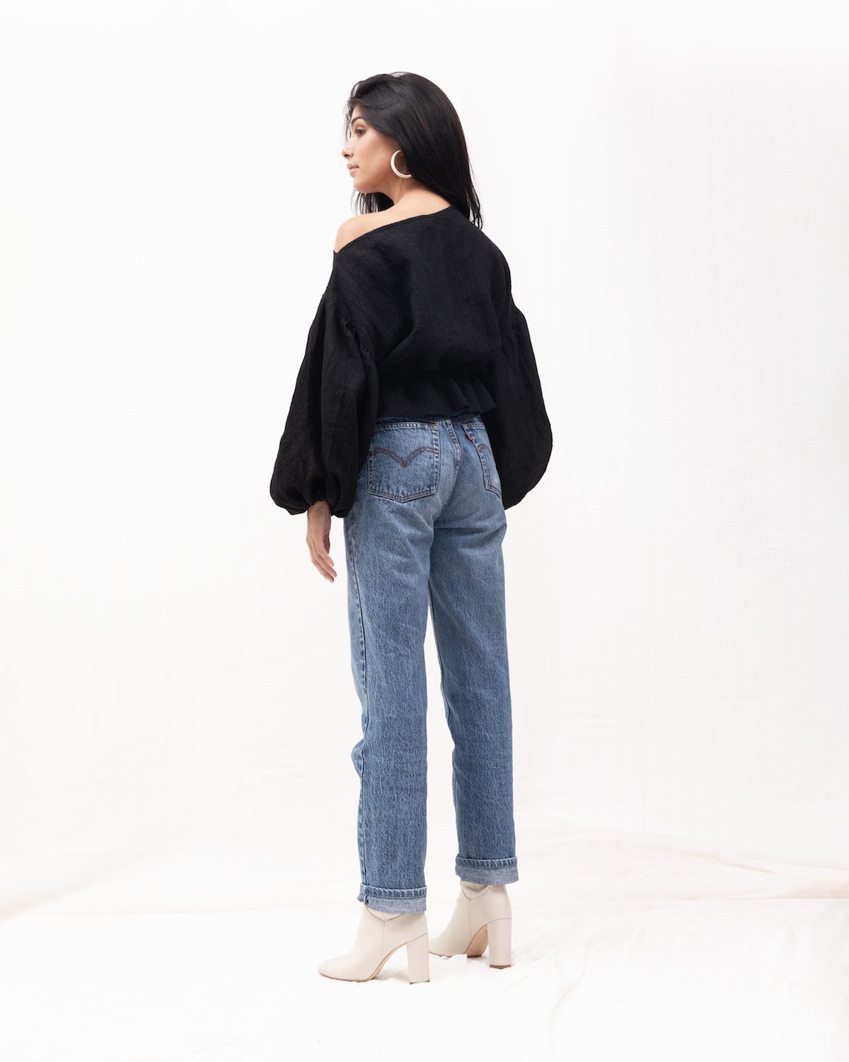 Anna frill blouse - black linen | Garmentory