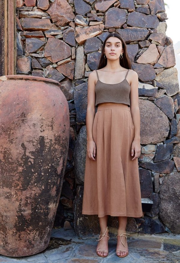 First Rite Crochet Crop Tank - Cocoa | Garmentory