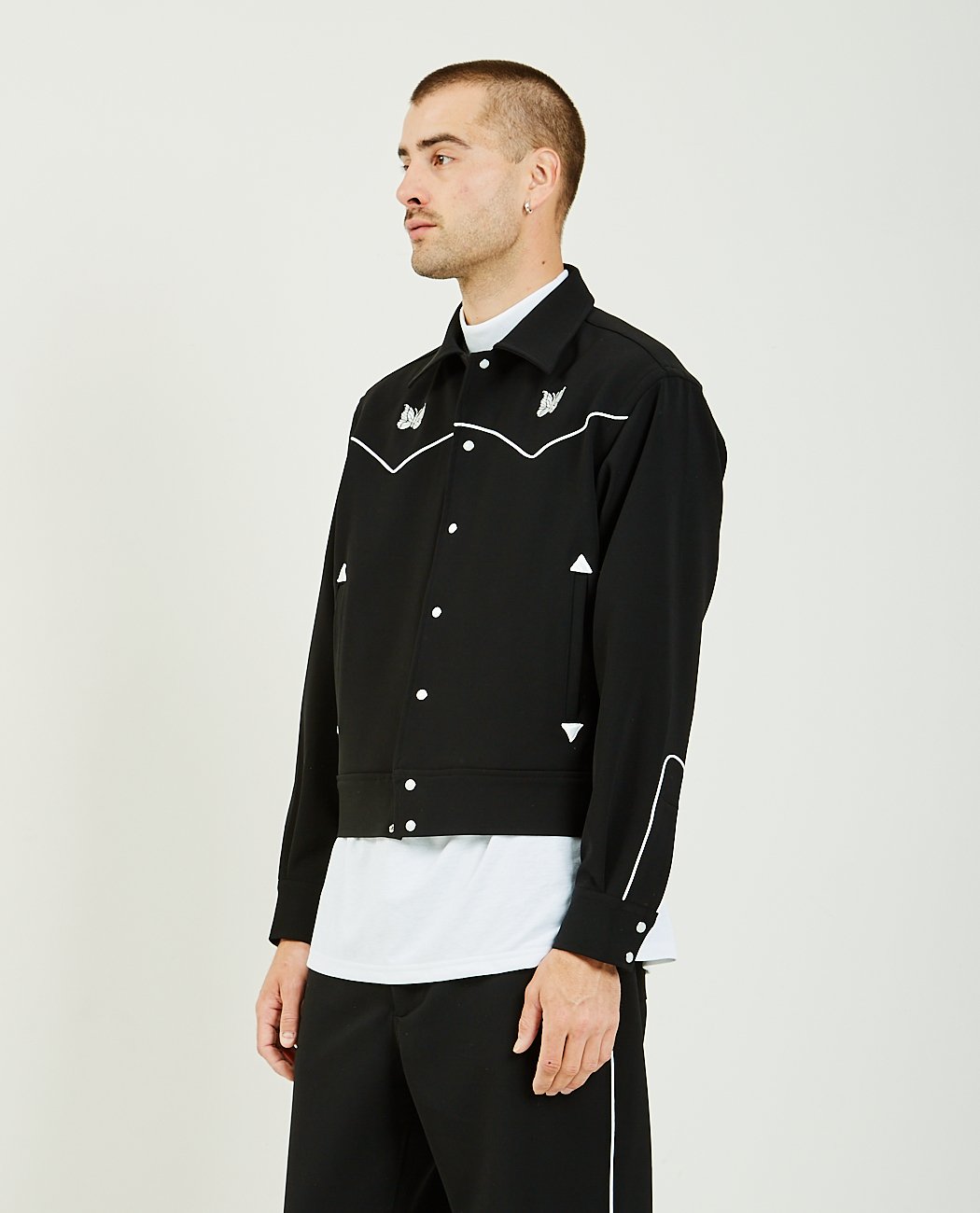 Needles Papillon Embroidered Cowboy Jacket - Black | Garmentory