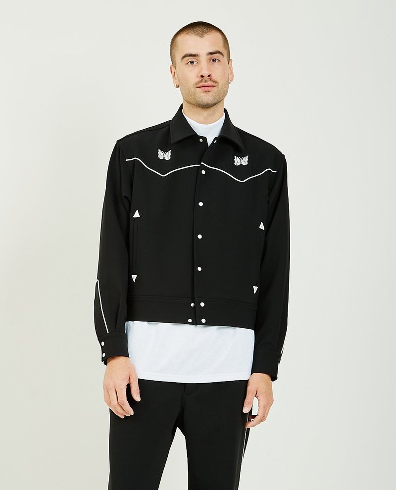 Needles Papillon Embroidered Cowboy Jacket - Black | Garmentory