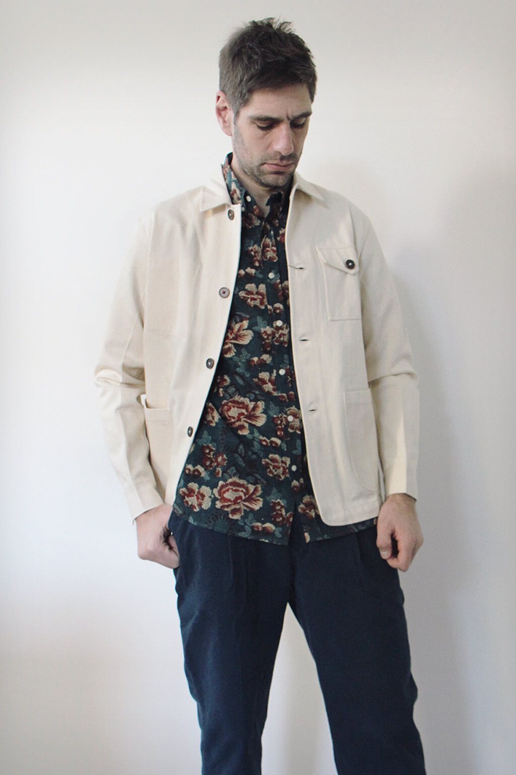 KARDO Kyoto Khadi Denim Chore Jacket - Natural | Garmentory