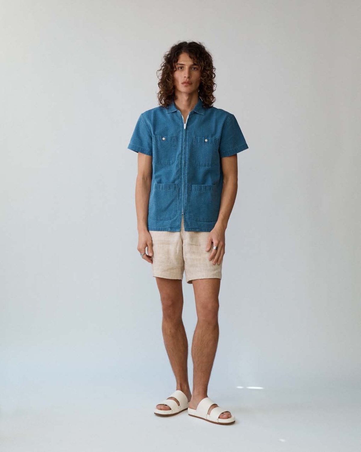 Corridor Washed Seersucker Pool Jacket - INDIGO | Garmentory