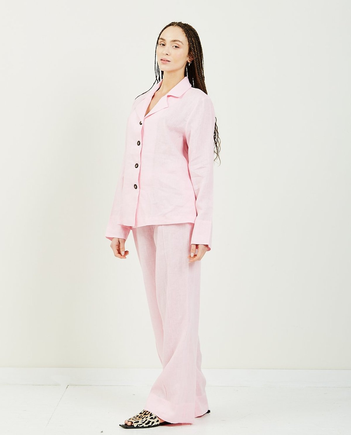 Sleeper Bubble Gum Linen Pajama Set - Pink | Garmentory