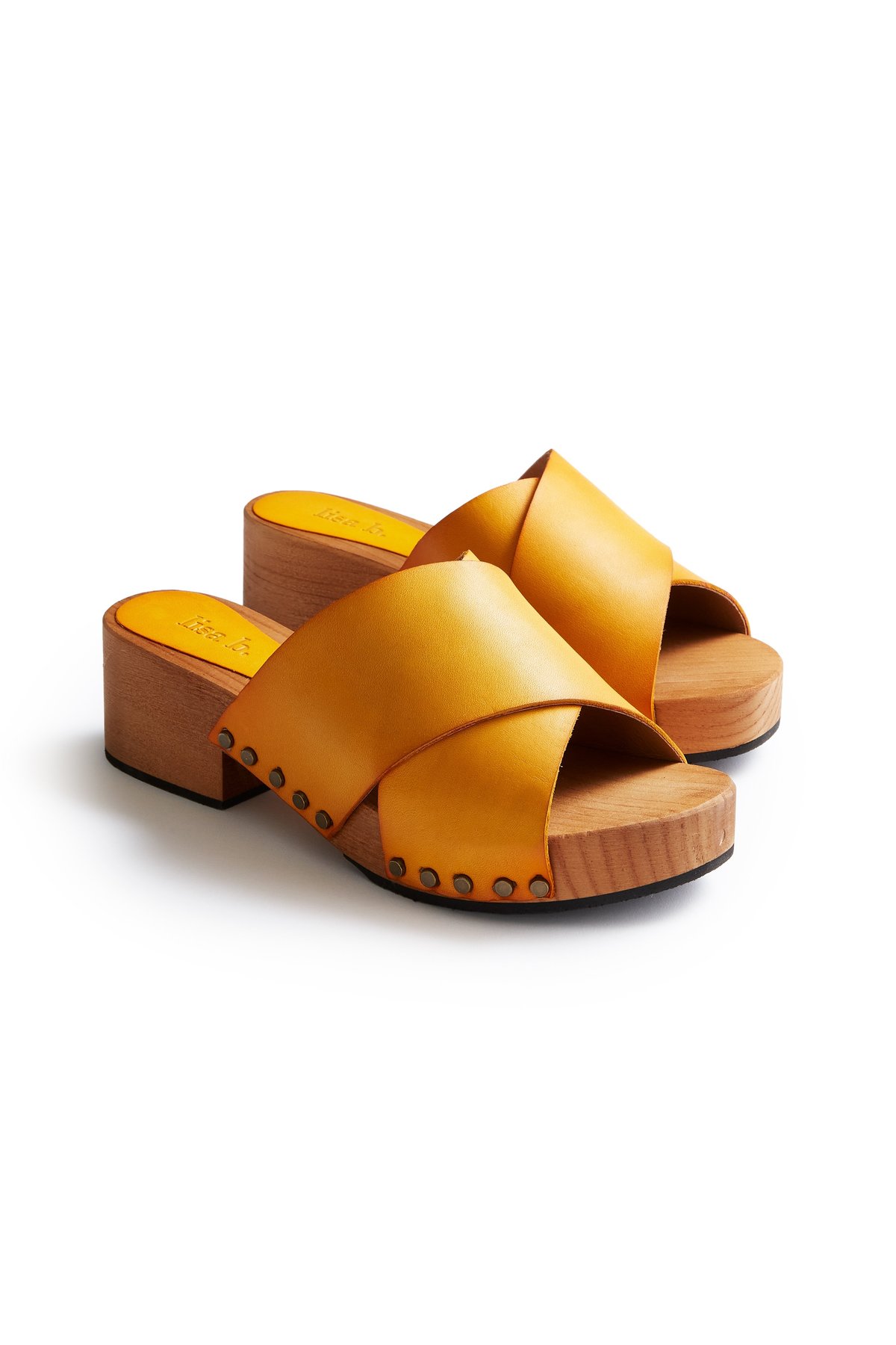 Lisa B. criss cross leather low heel clogs - mango | Garmentory