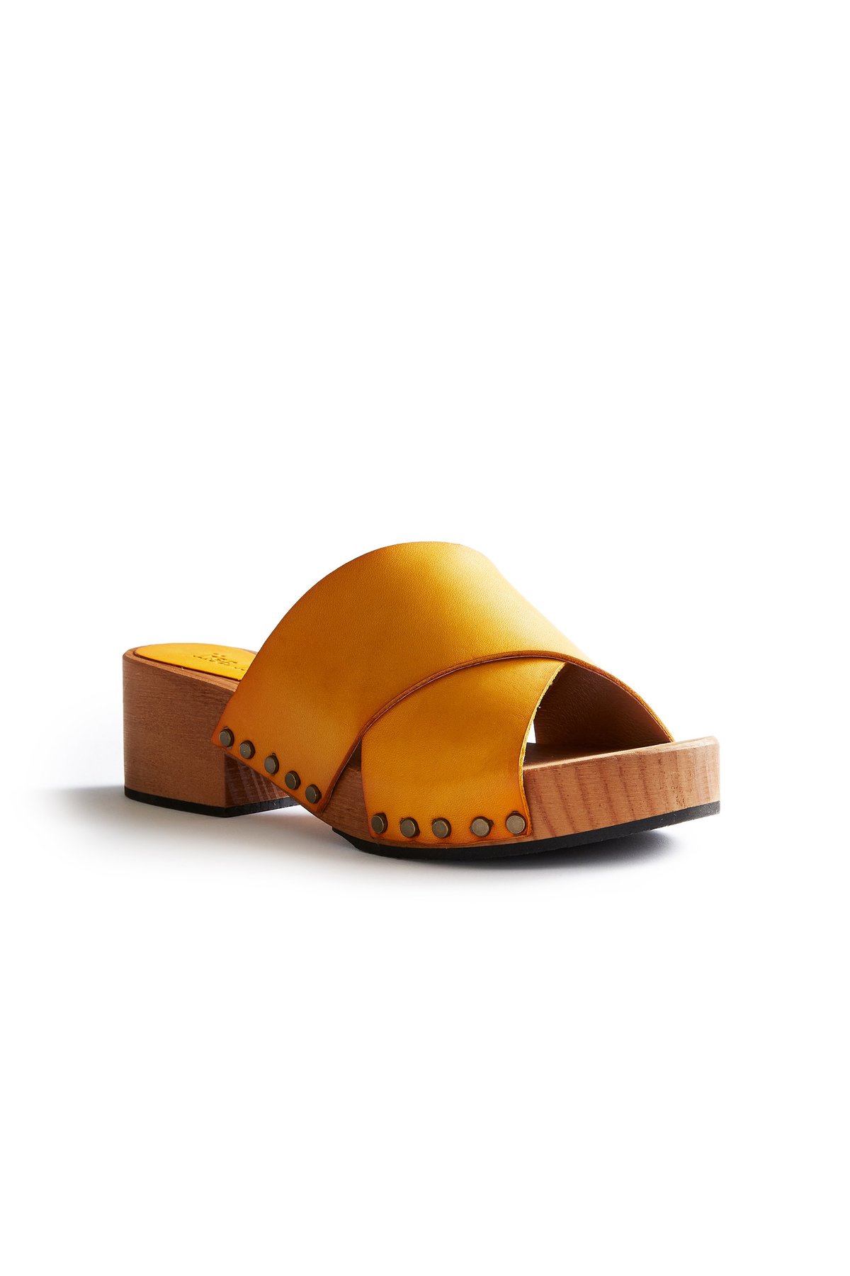 Lisa B. criss cross leather low heel clogs - mango | Garmentory