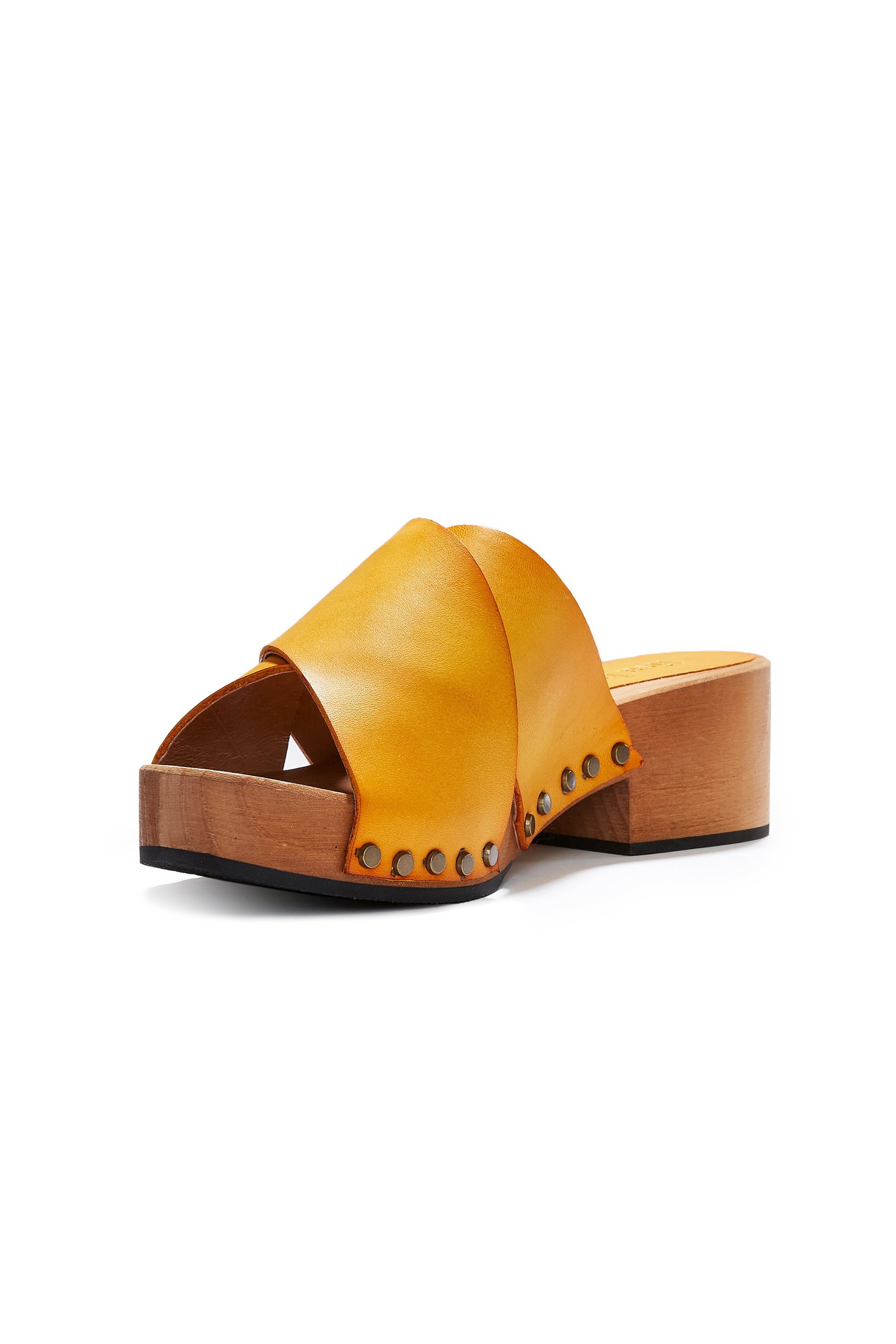 Lisa B. criss cross leather low heel clogs - mango | Garmentory
