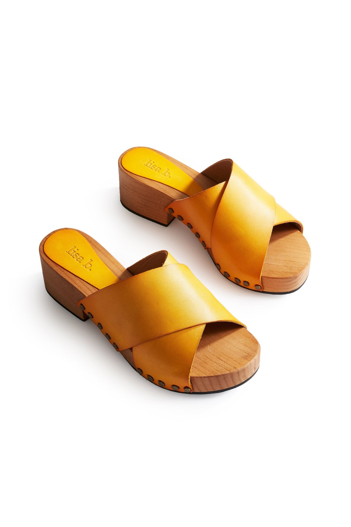 Lisa B. criss cross leather low heel clogs - mango | Garmentory