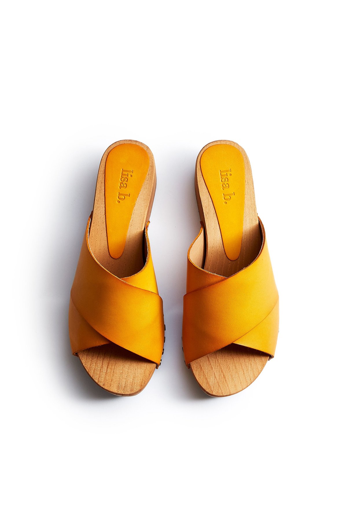 Lisa B. criss cross leather low heel clogs - mango | Garmentory