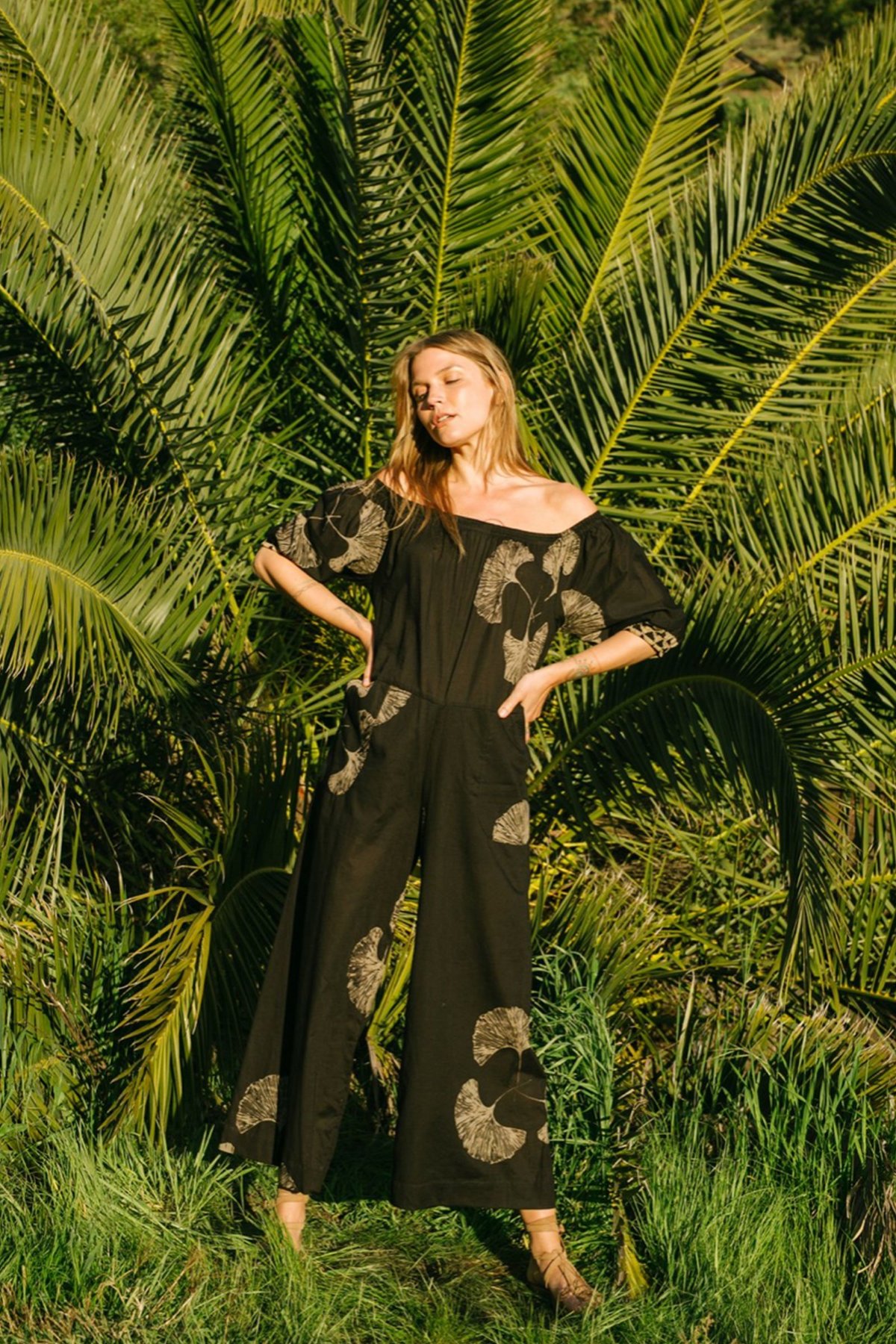 Natalie Martin Sasha Jumpsuit - Fan Black Batik | Garmentory
