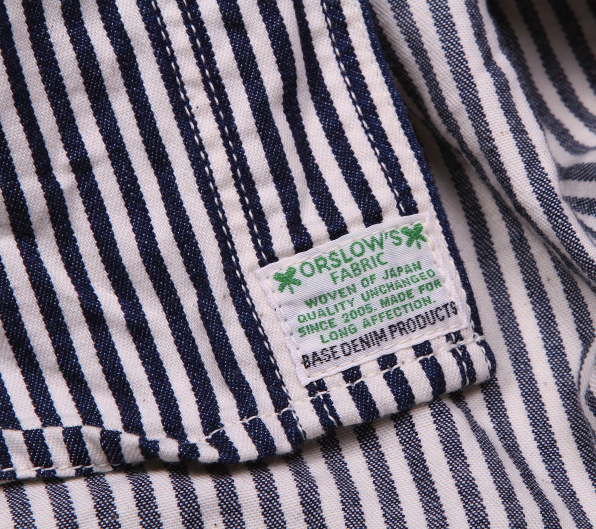 Orslow No Collar Shirt - Hickory Stripe | Garmentory