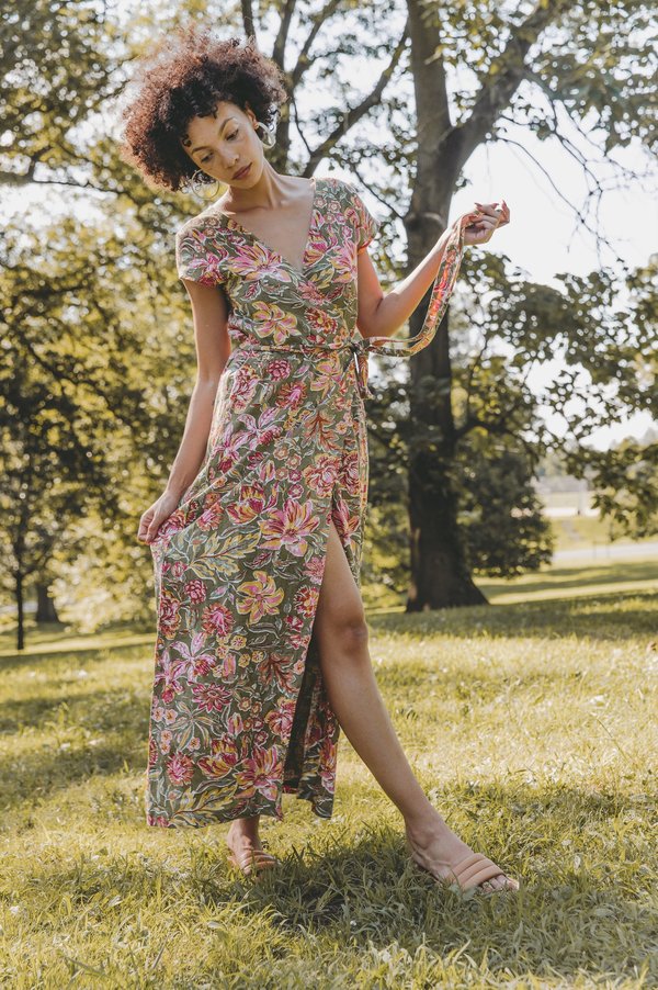 Voloshin Clementine Wrap Dress - Garden Floral | Garmentory