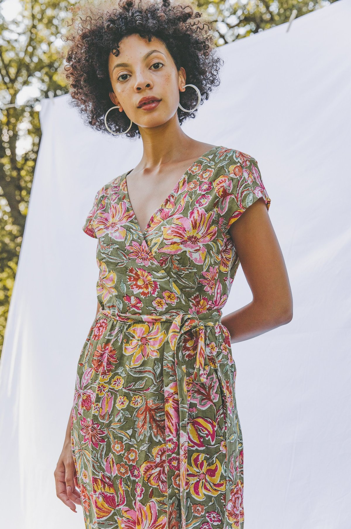 Voloshin Clementine Wrap Dress - Garden Floral | Garmentory