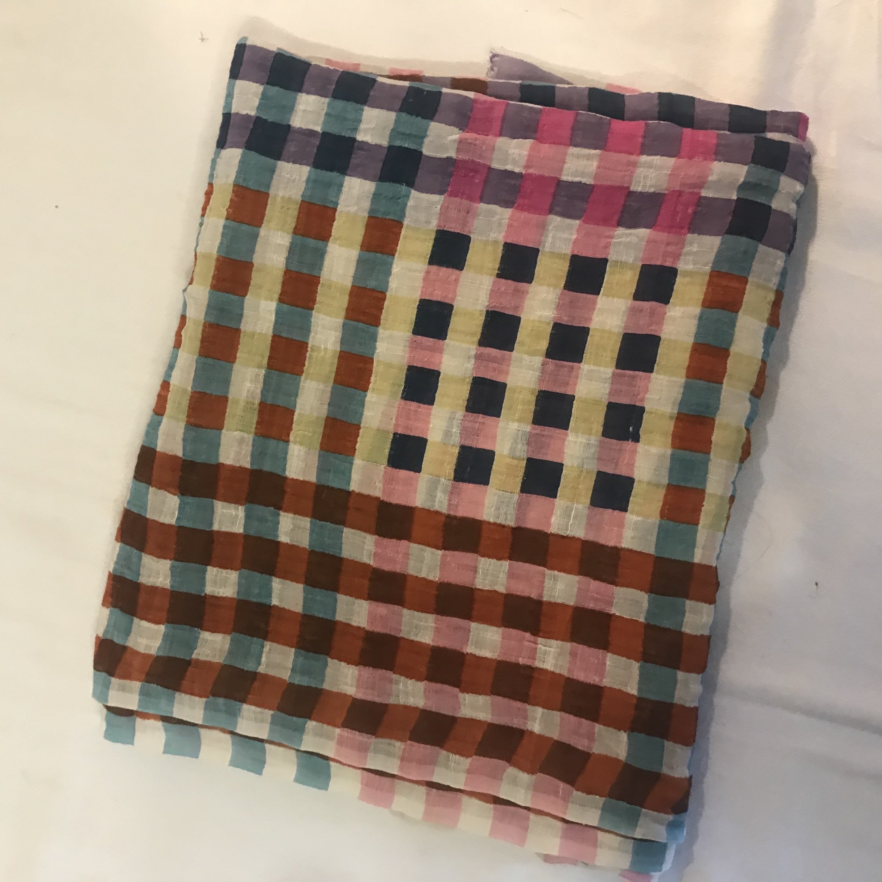 Épice Linen/Cotton Printed Check Scarf - Tagine | Garmentory