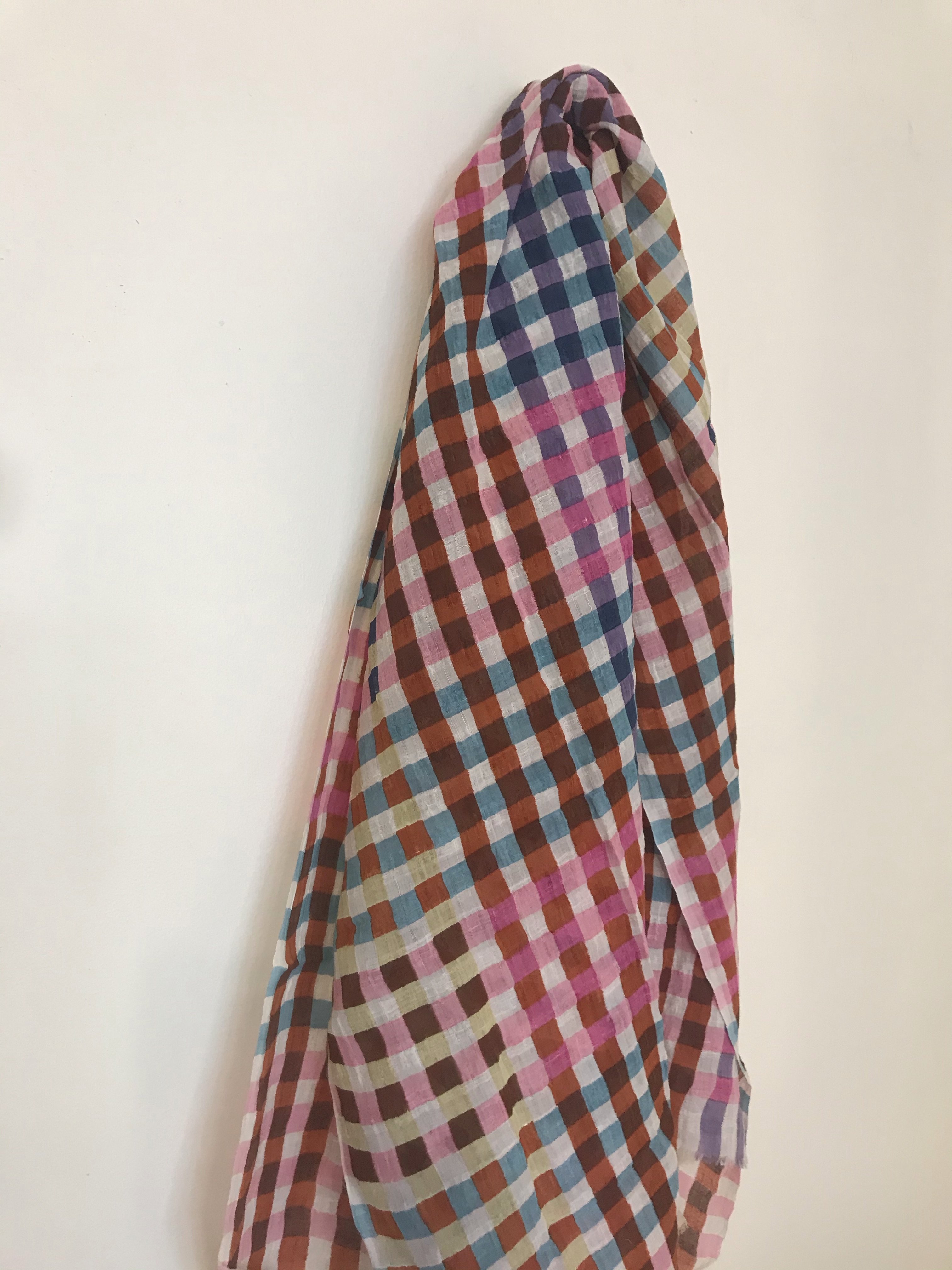 Épice Linen/Cotton Printed Check Scarf - Tagine | Garmentory