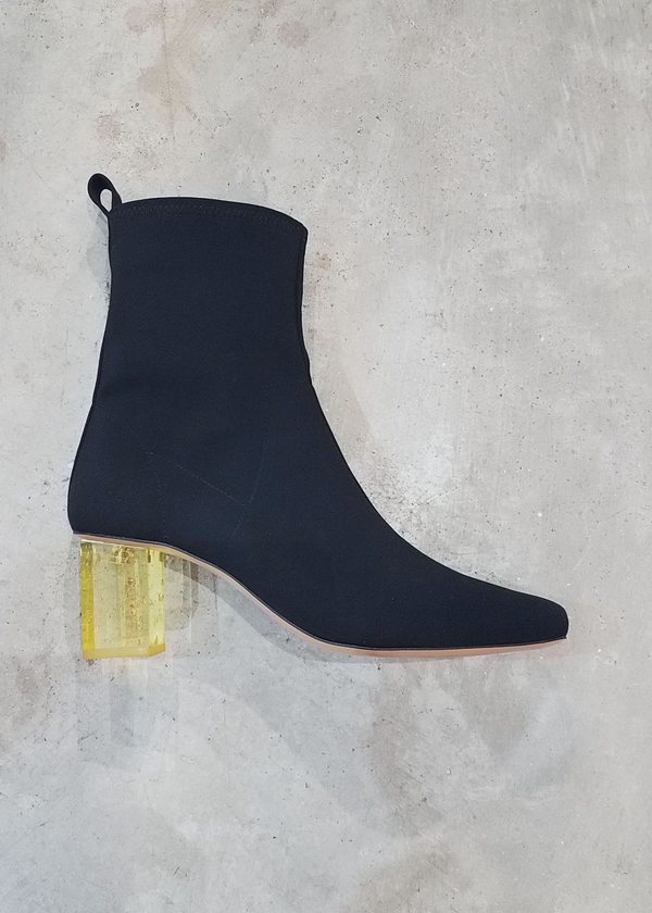 Nomia Binx Matte Lycra Boot - Black/Citrine Heel | Garmentory