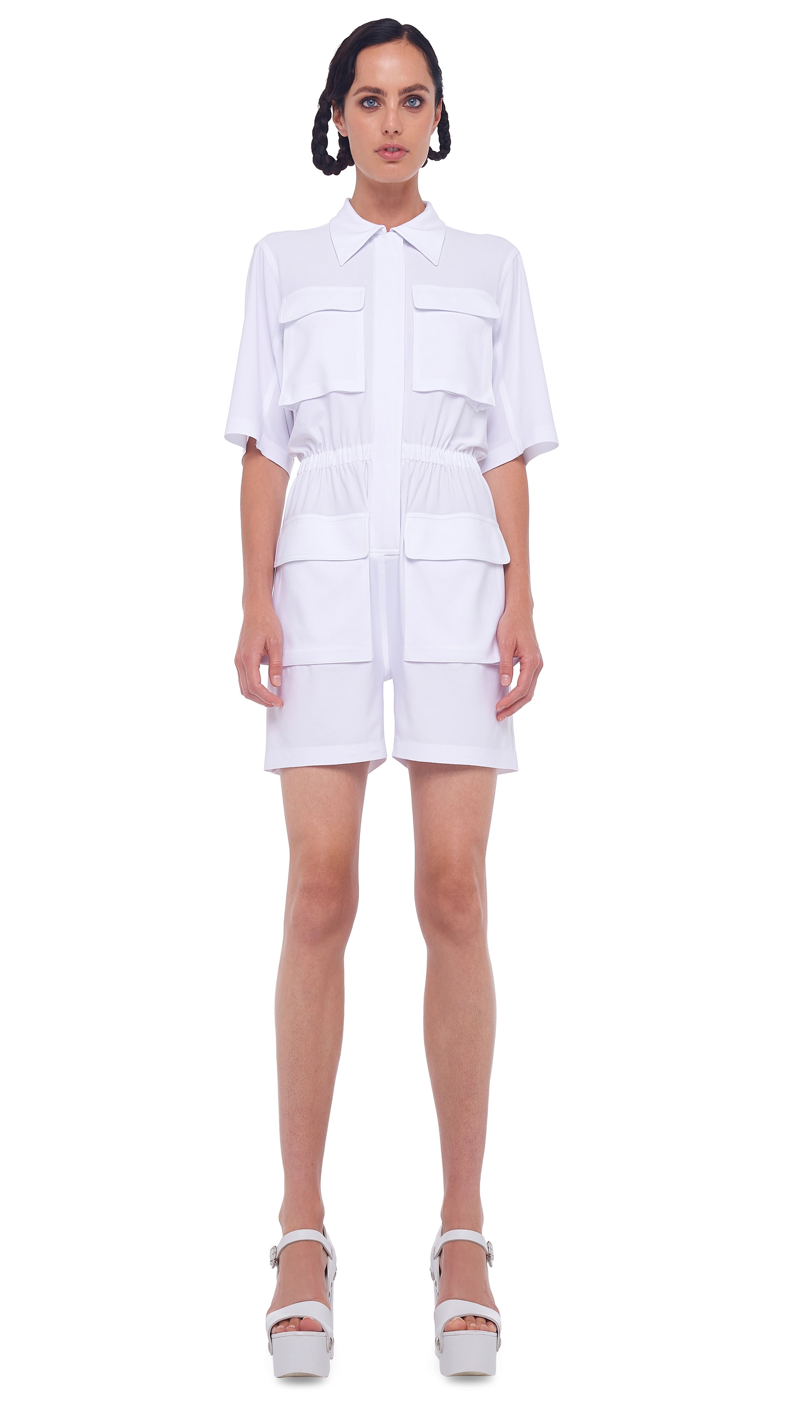 Norma Kamali NK Cargo Jumpshort - White | Garmentory