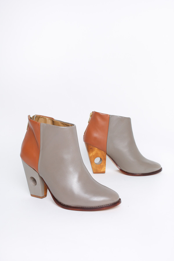 Nina Payne Halsey hole punch boot in grey/cognac | Garmentory