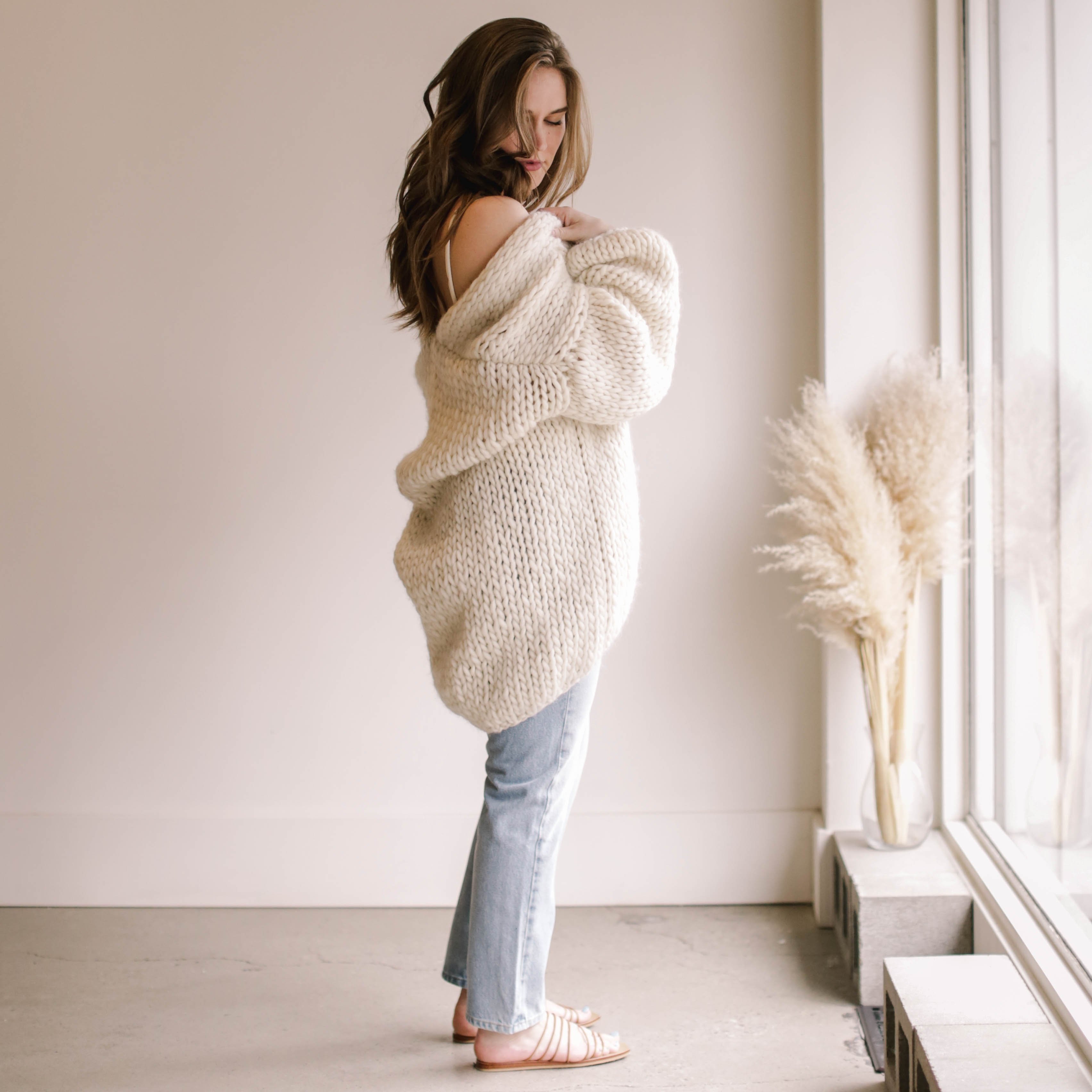 Hendrik.Lou Hand Knit Wool Cardigan - Cream | Garmentory